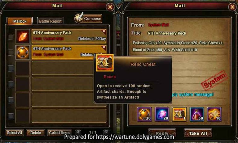 How to collect SPECIAL CODE Rewards for Wartune's 6th Anniversary ...